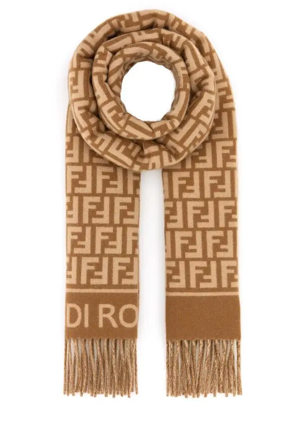 Fendi Embroidered Wool Blend Scarf
