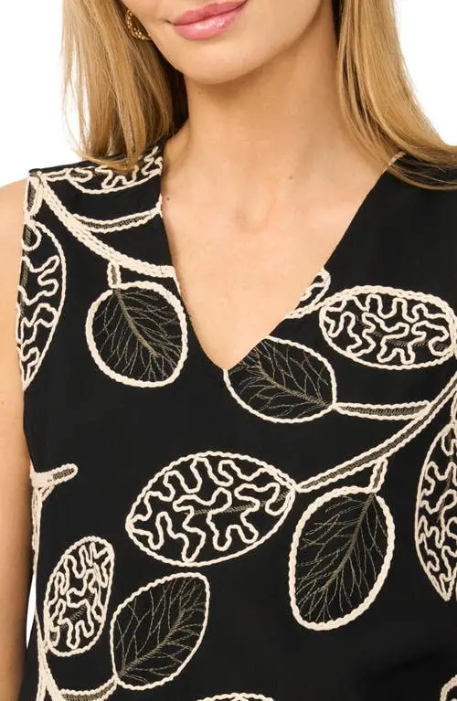 Vince Camuto Embroidered V-neck Sleeveless Top