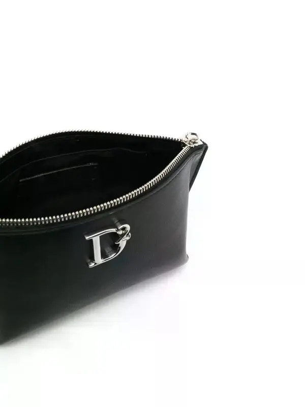 Dsquared2 Logo Plaque Leather Makeup Bag