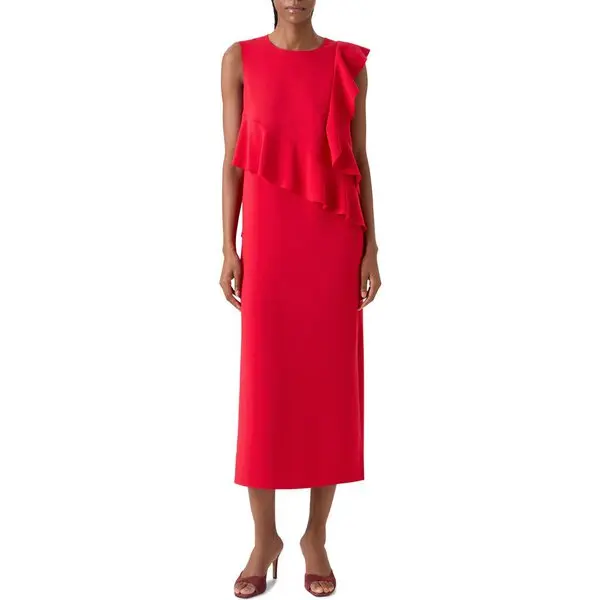 Akris Laser-cut Ruffle Column Gown - Red