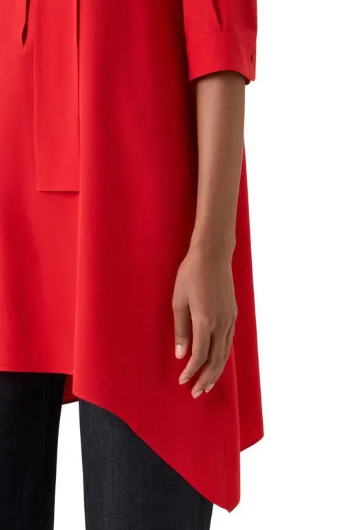 Akris Silk Crepe De Chine Tie Neck Handkerchief Hem Top