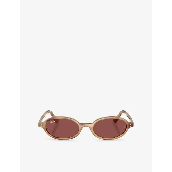 Ray-ban Rb4472 Oval-frame Injected Sunglasses - Brown