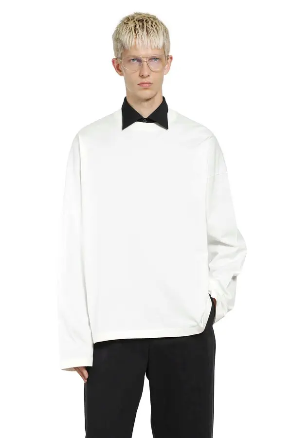 JIL SANDER Cotton Crewneck Long Sleeve T-shirt - White