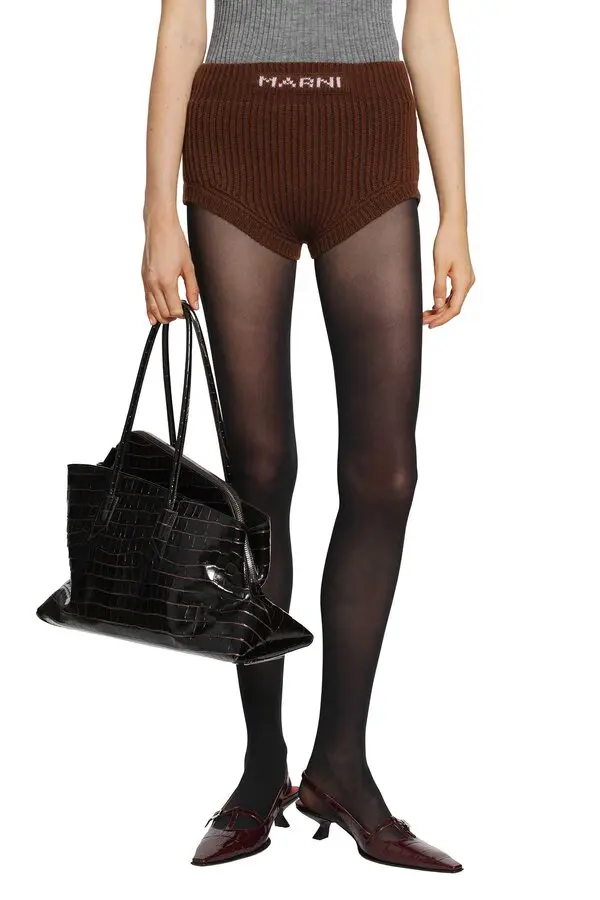 Marni Wool Cashmere Logo Briefs - Brown