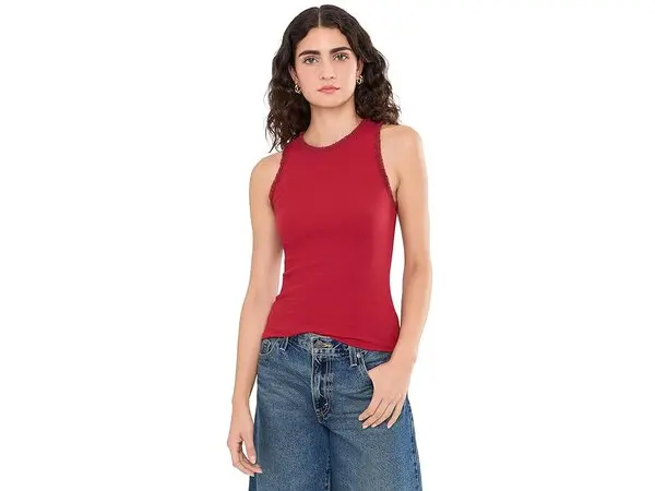 Madewell Ribbed Striped Crewneck Tank - Red