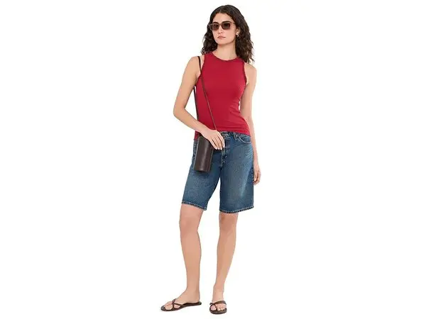 Madewell Bliss Tank Ribbed Crewneck Sleeveless Top - Red