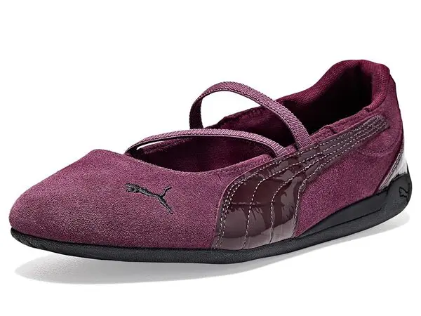 PUMA Replicatch Ballet Flats With Leopard Print And Elastic Strap - Ruby Noir/puma Black