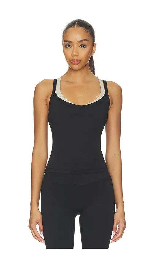 FORM X Olivia Jade V Layered Tank Top - Black