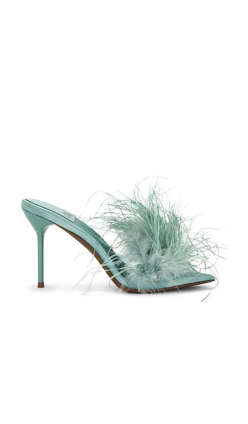 Jeffrey Campbell Hey-ya Feather Embellished Stiletto Sandals - Mint