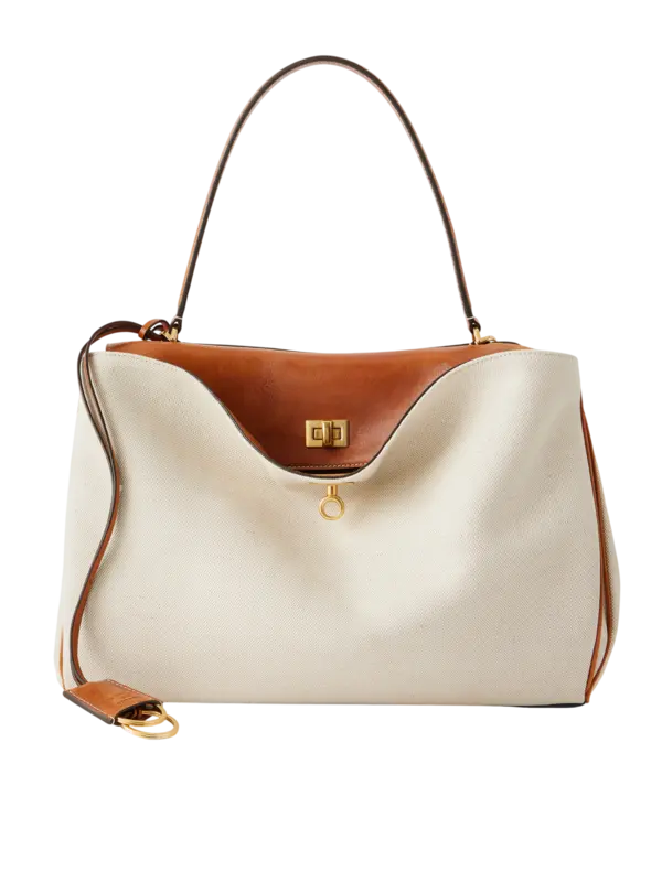 Balenciaga Rodeo Canvas And Leather Shoulder Bag - Neutrals