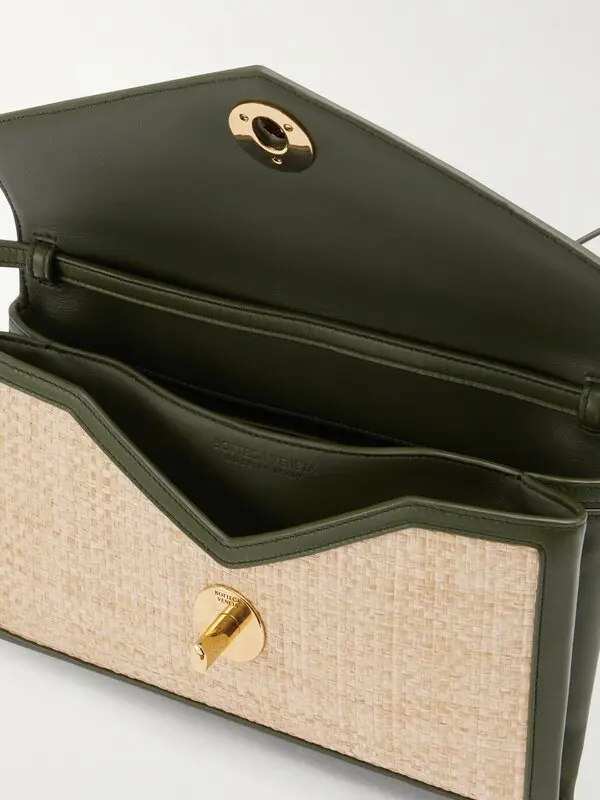 Bottega Veneta Knot Lock Woven Raffia Shoulder Bag