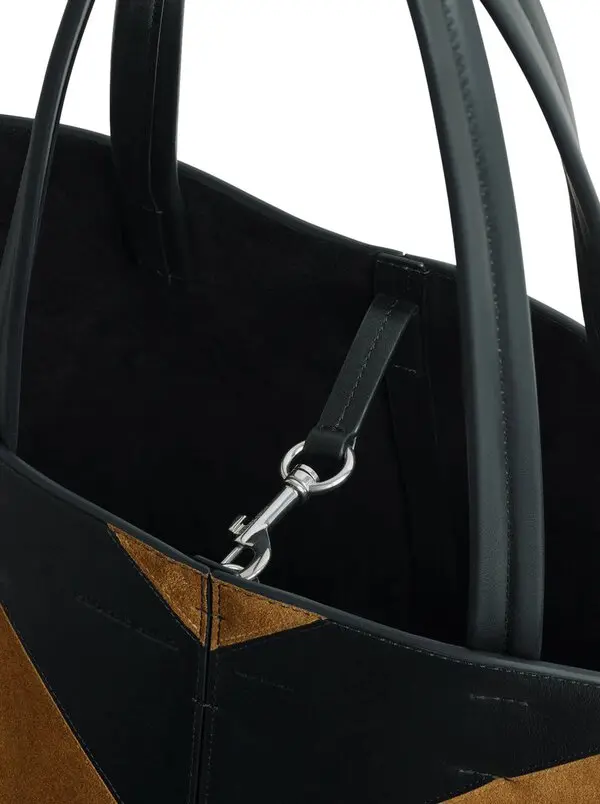Phoebe Philo Pot Cabas In Black Toffee Leather And Suede
