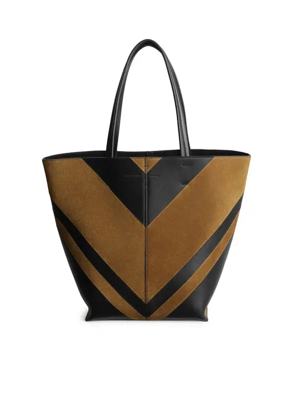 Phoebe Philo Black Toffee Leather And Suede Tote Bag - Multicolor