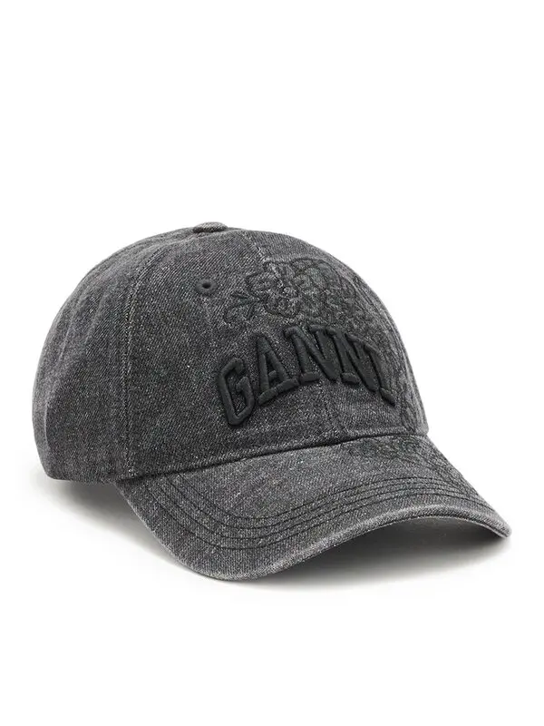 GANNI Embroidered Denim Baseball Cap - Multicolor