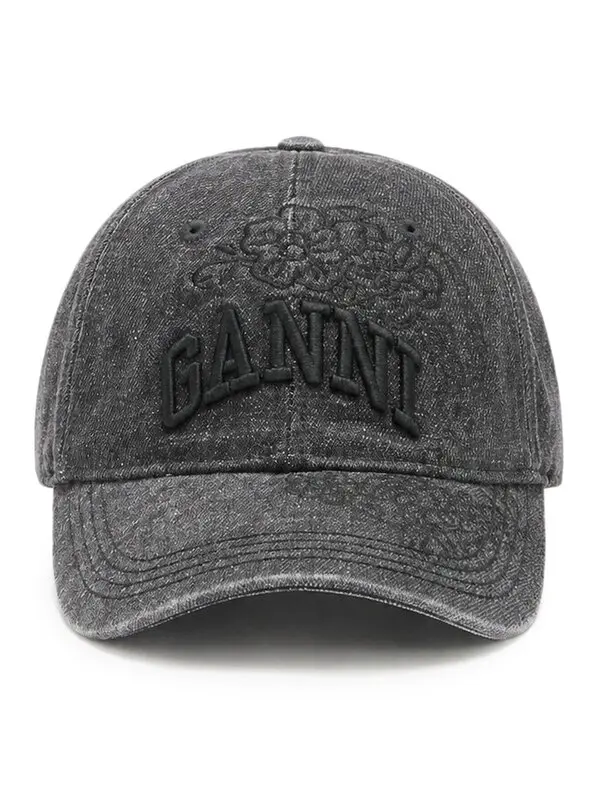 GANNI Embroidered Denim Baseball Cap - Multicolor