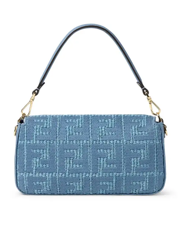 Fendi Baguette Bag In Woven Raffia With Ff Embroidery - Multicolor