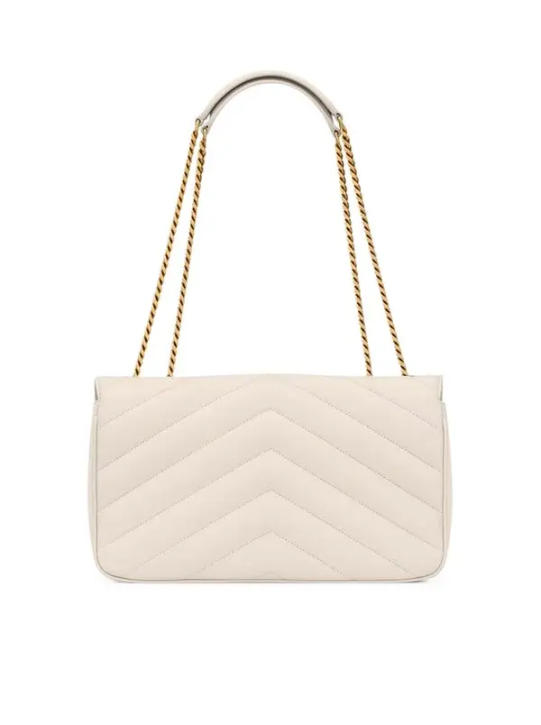 Saint Laurent Medium Loulou Bag In Quilted Lambskin - Cream