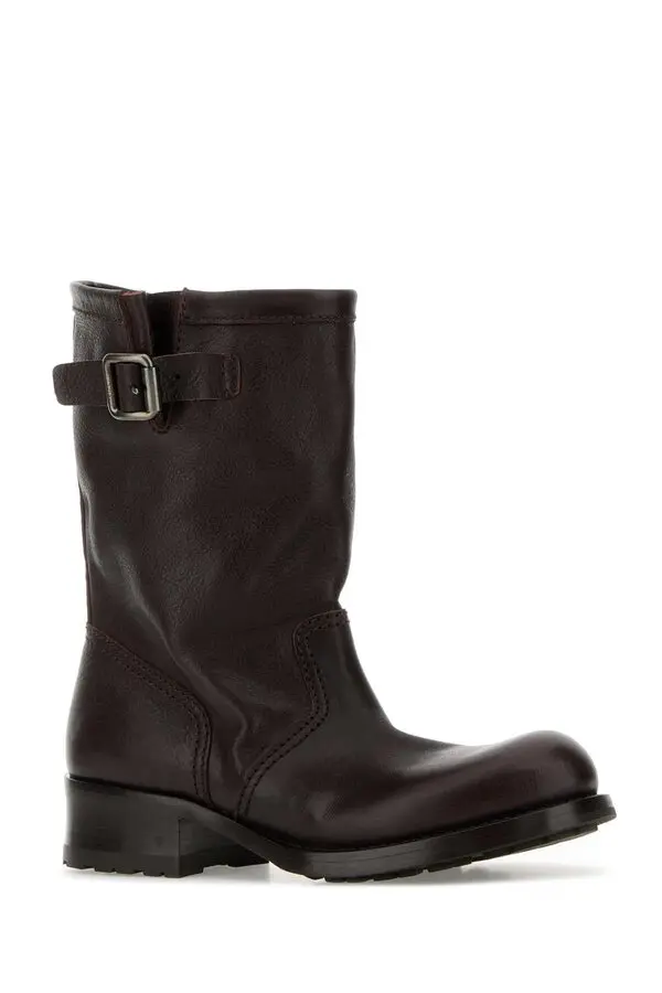 Prada Calf Leather Ankle Boots - Brown