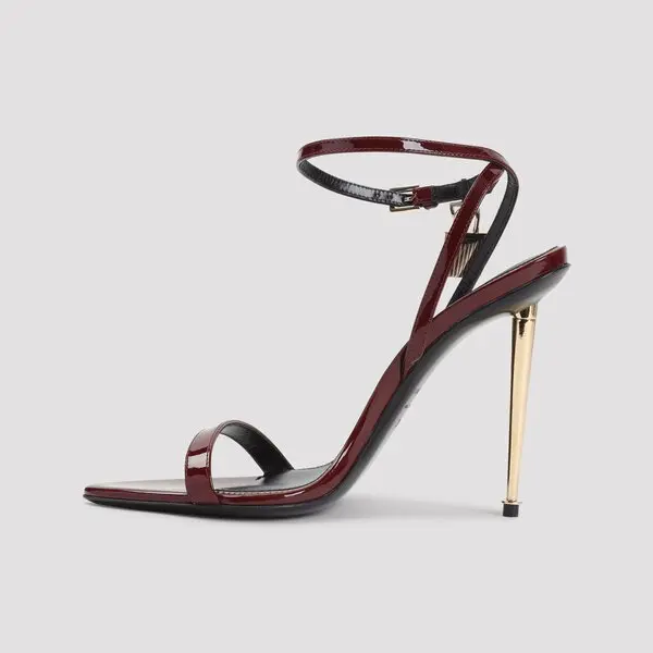 TOM FORD Patent Leather Stiletto Sandals With Padlock Charm