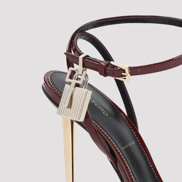 TOM FORD Patent Leather Stiletto Sandals With Padlock Charm