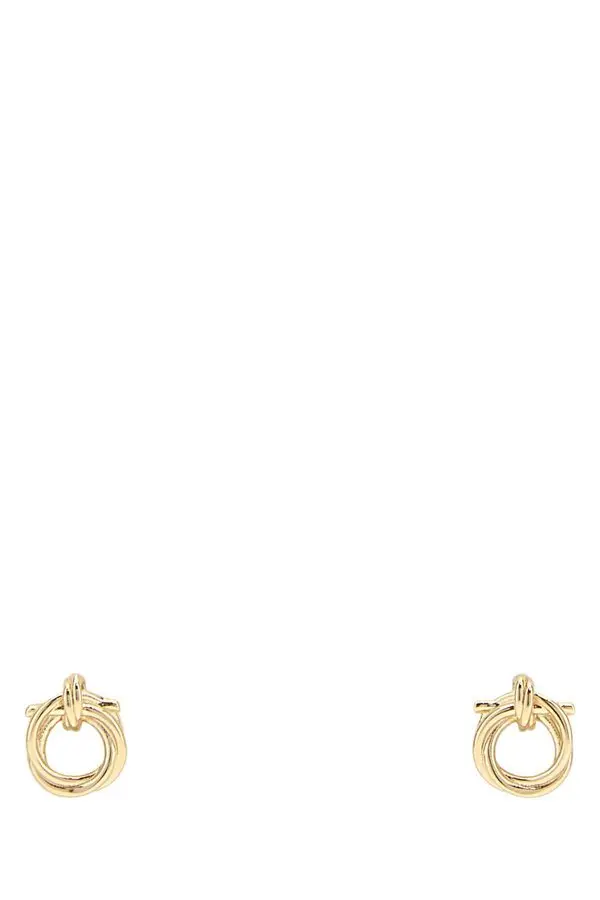 FERRAGAMO Metal Twisted Gancini Earrings - Gold