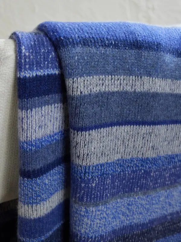 THE ELDER STATESMAN Striped Knitted Cashmere Blanket