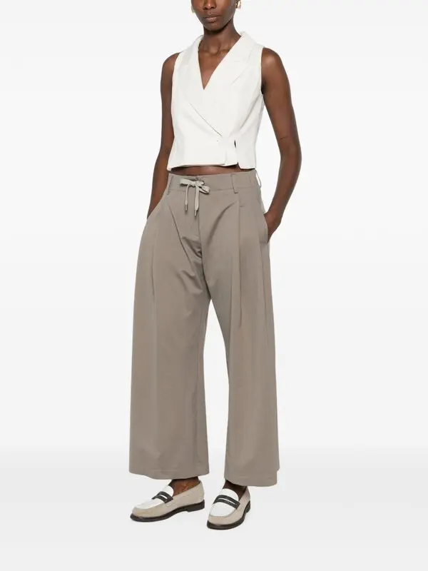 Brunello Cucinelli Wide Leg Drawstring Waist Trousers - Multicolor