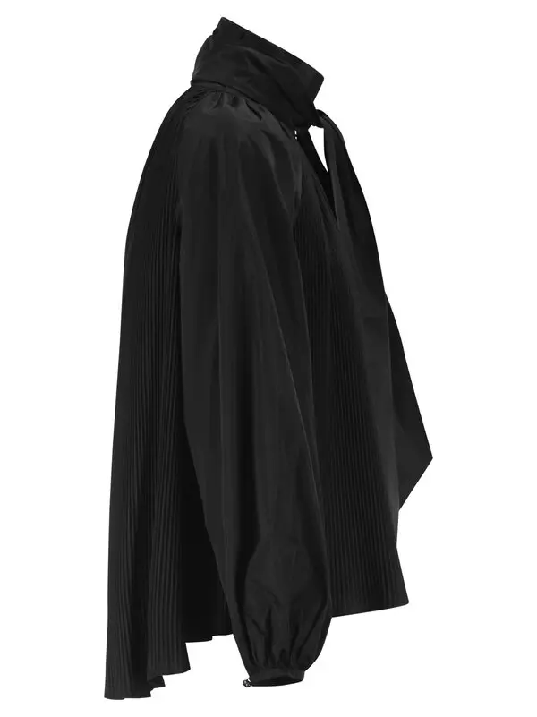 Max Mara Pleated Blouse With Neck Bow - Black