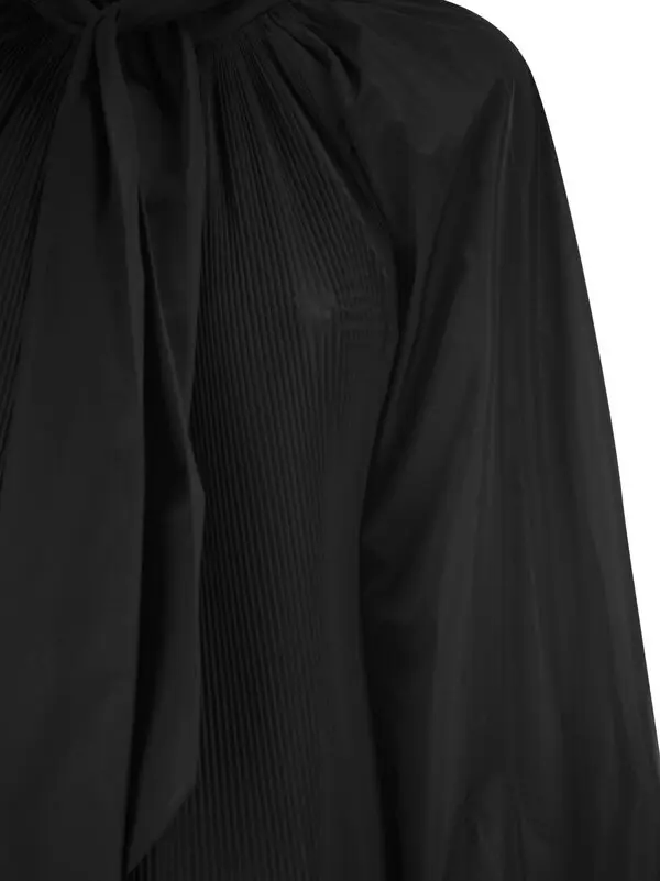 Max Mara Pleated Blouse With Neck Bow - Black