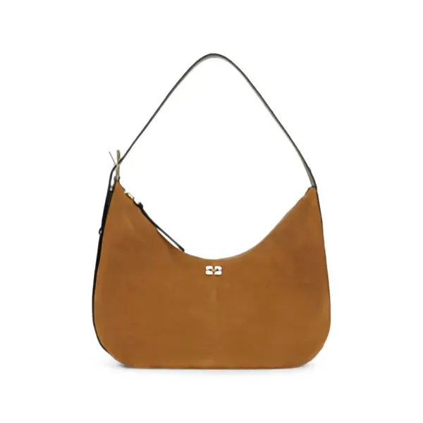 GANNI Suede Shoulder Bag - Brown