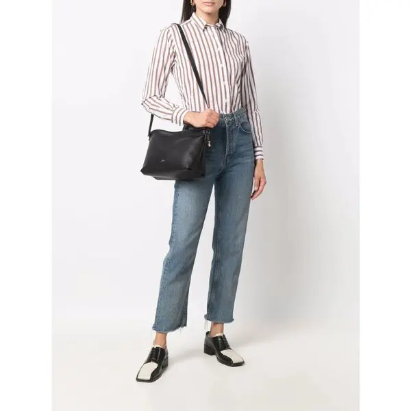 A.p.c. Grained Leather Drawstring Satchel - Black