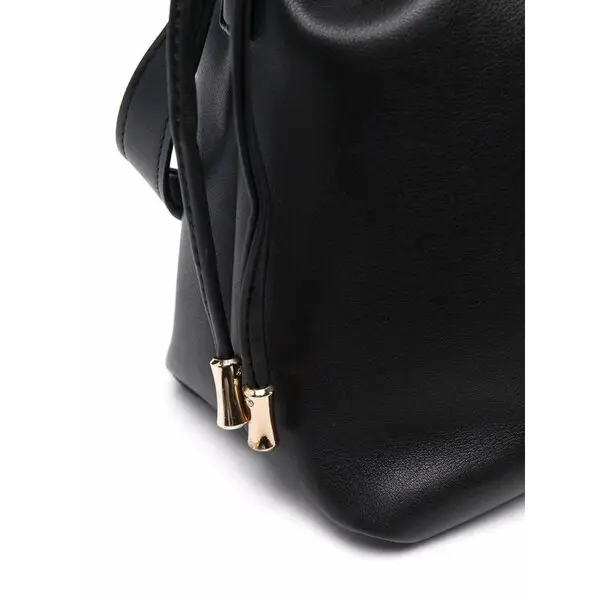 A.p.c. Grained Leather Drawstring Satchel - Black