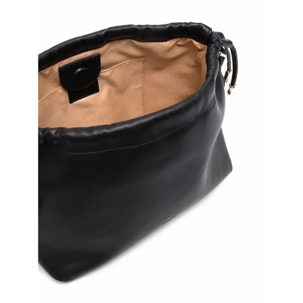A.p.c. Grained Leather Drawstring Satchel - Black
