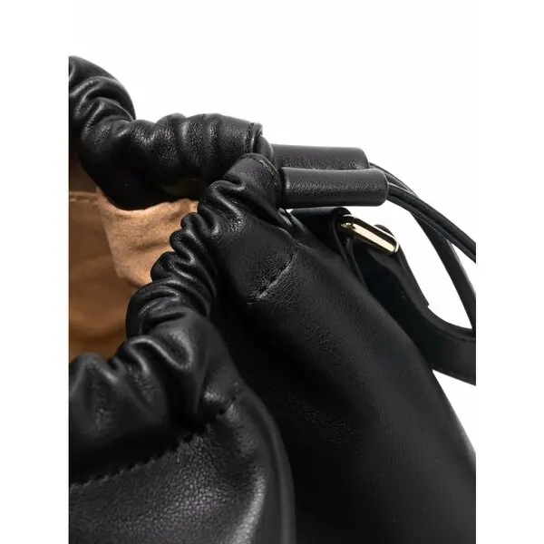 A.p.c. Grained Leather Drawstring Satchel - Black