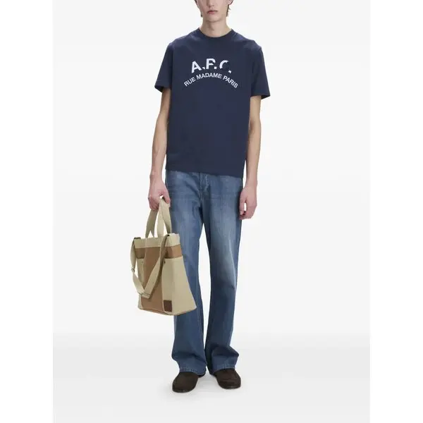 A.p.c. Crewneck Short Sleeve Graphic T-shirt - Blue