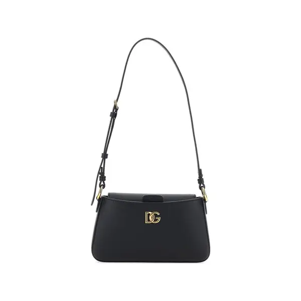 Dolce & Gabbana Smooth Calfskin Mini Bag With Logo Clasp - Black