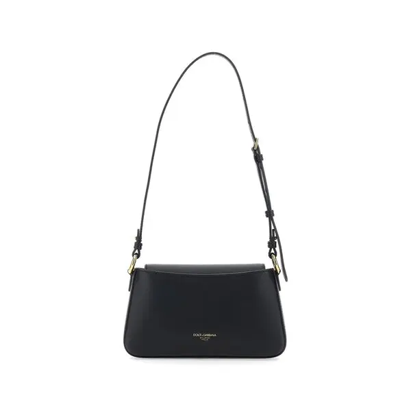 Dolce & Gabbana Smooth Calfskin Mini Bag With Logo Clasp - Black