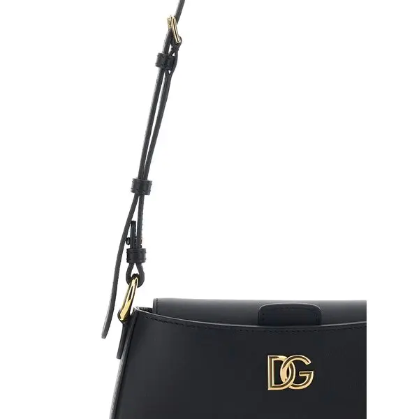 Dolce & Gabbana Smooth Calfskin Mini Bag With Logo Clasp - Black