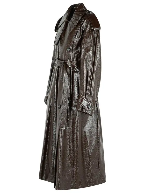 Sportmax Long Patent Effect Trench Coat