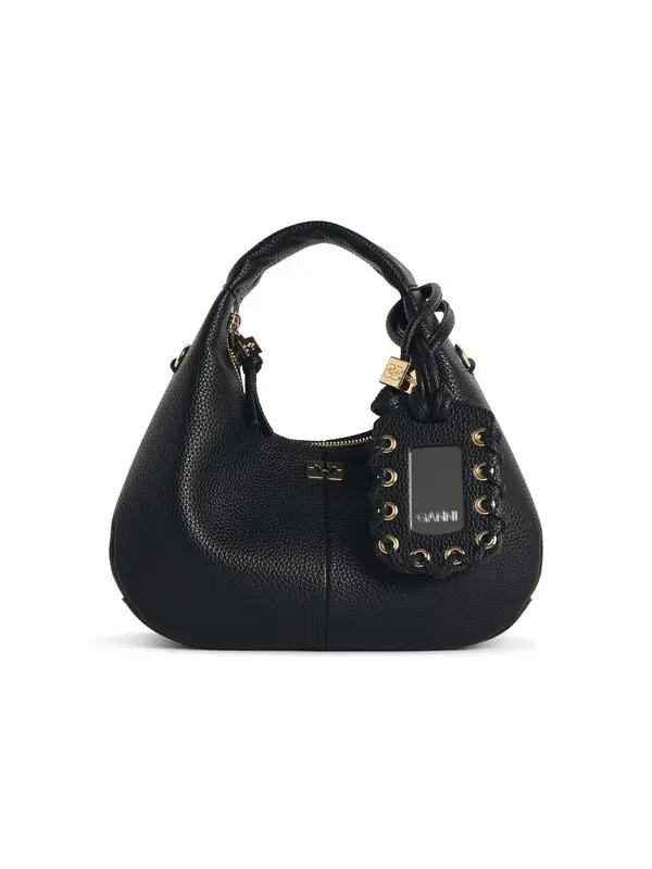 GANNI Eco Leather Mini Hobo Bag - Black