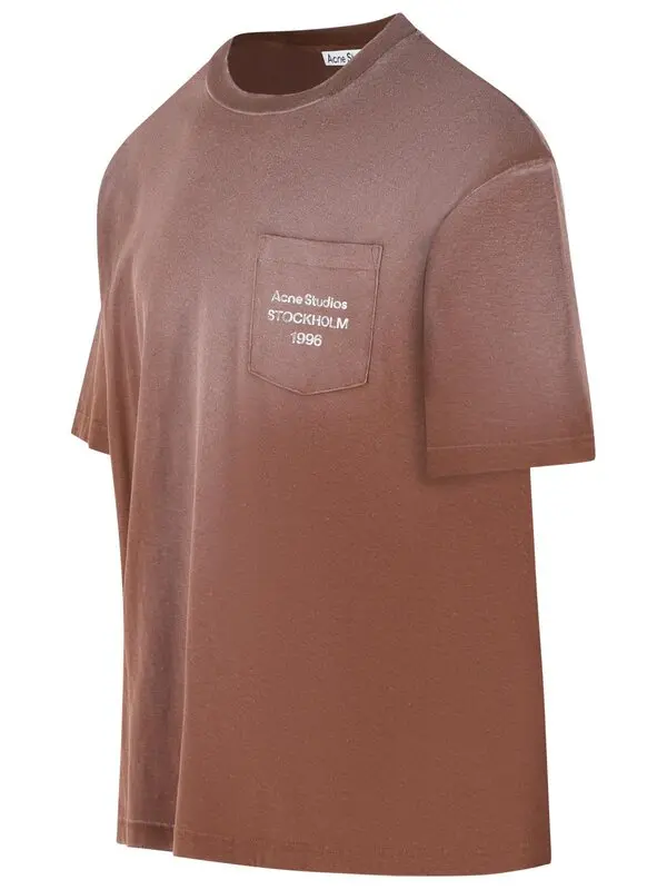 Acne Studios Cotton And Linen T-shirt With Contrast Logo Pocket