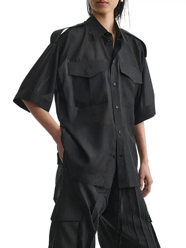 Phoebe Philo Short-sleeved Silk Utility Shirt