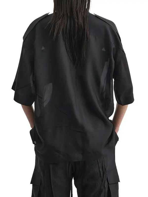 Phoebe Philo Short-sleeved Silk Utility Shirt