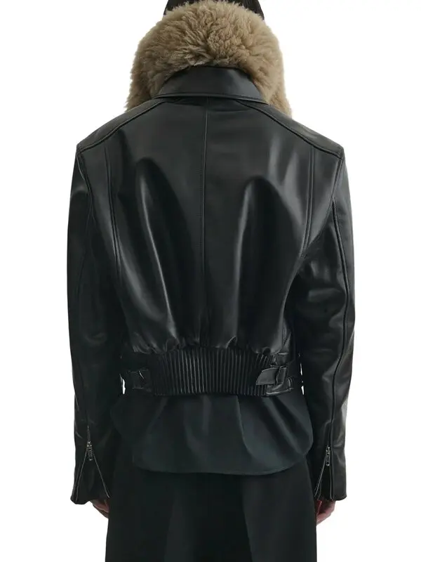 Phoebe Philo Short Leather Aviator Jacket