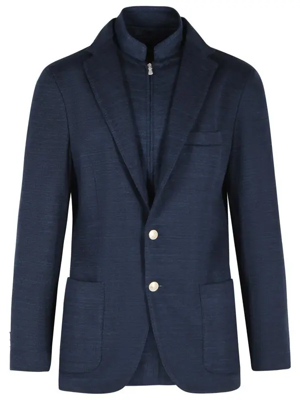Eleventy Dark Cotton Blend Blazer - Blue