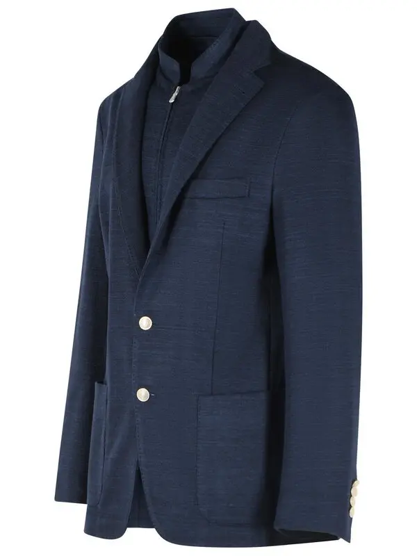 Eleventy Dark Cotton Blend Blazer - Blue
