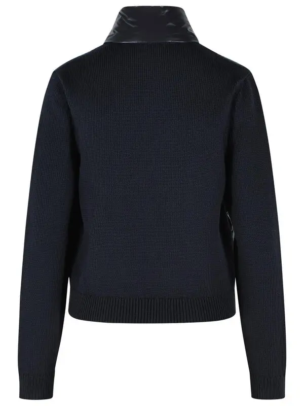 Moncler Padded Wool Cardigan With Zip Closure - Blue