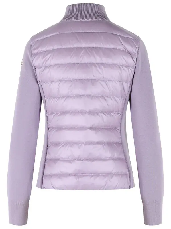 Moncler Padded Virgin Wool Cardigan With Lilac Zip