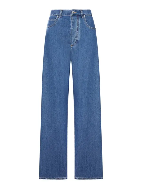 Bottega Veneta Atlantic Blue Wash Wide-leg Jeans - Multicolor