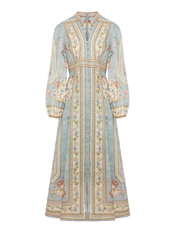 Zimmermann Roselight Plunge Midi Dress - Multicolor